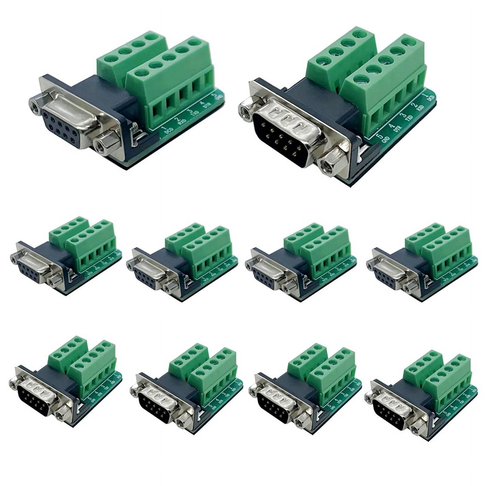 10PCS DB9 Solderless Connector, RS232 D-SUB Serial to 2 Row 9-Pin Port Terminal Ad G19844 ...