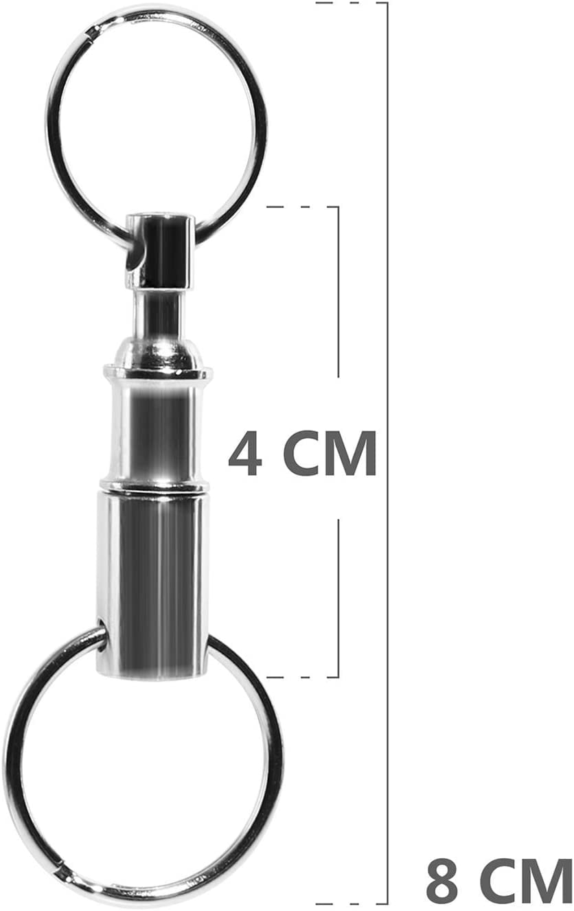 10PCS Detachable Key Ring Quick Release, Silver Double Spring Key ...