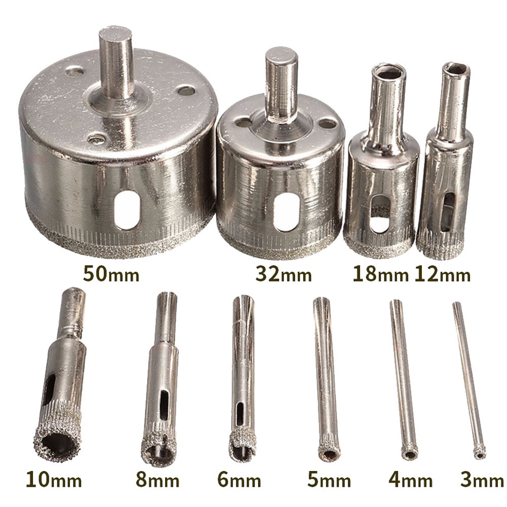 10PCS Diamond Hole Saw Set - 6mm to 50mm Hollow Core Drill Bits for ...