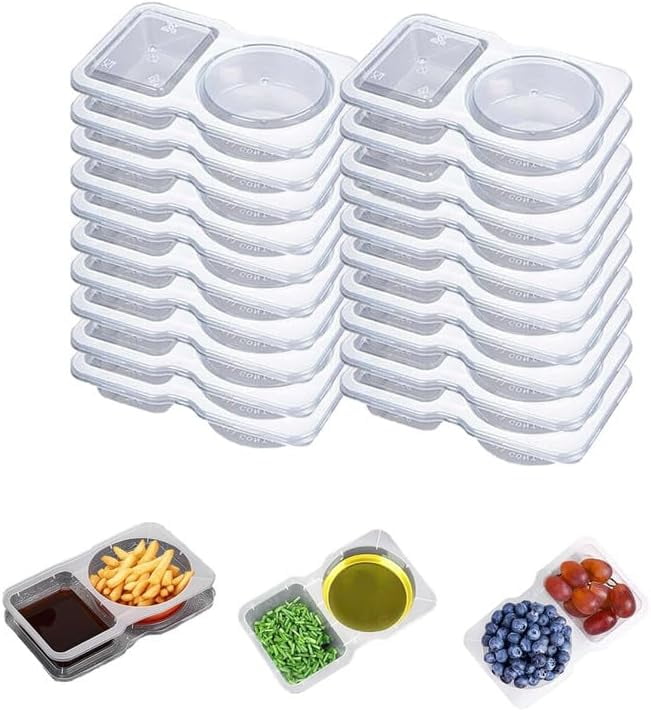 10PCS Double Compartment Condiment Container, Reusable Snack Container ...