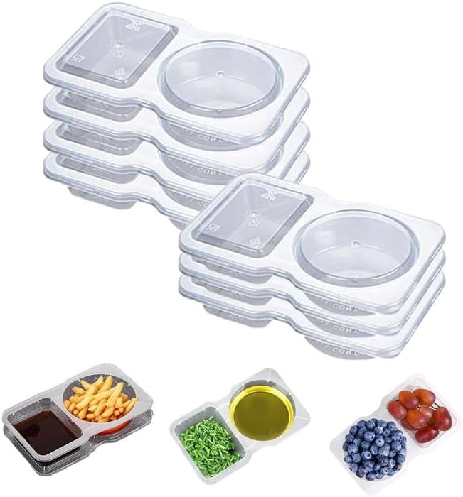10PCS Double Compartment Condiment Container, Reusable Snack Container ...