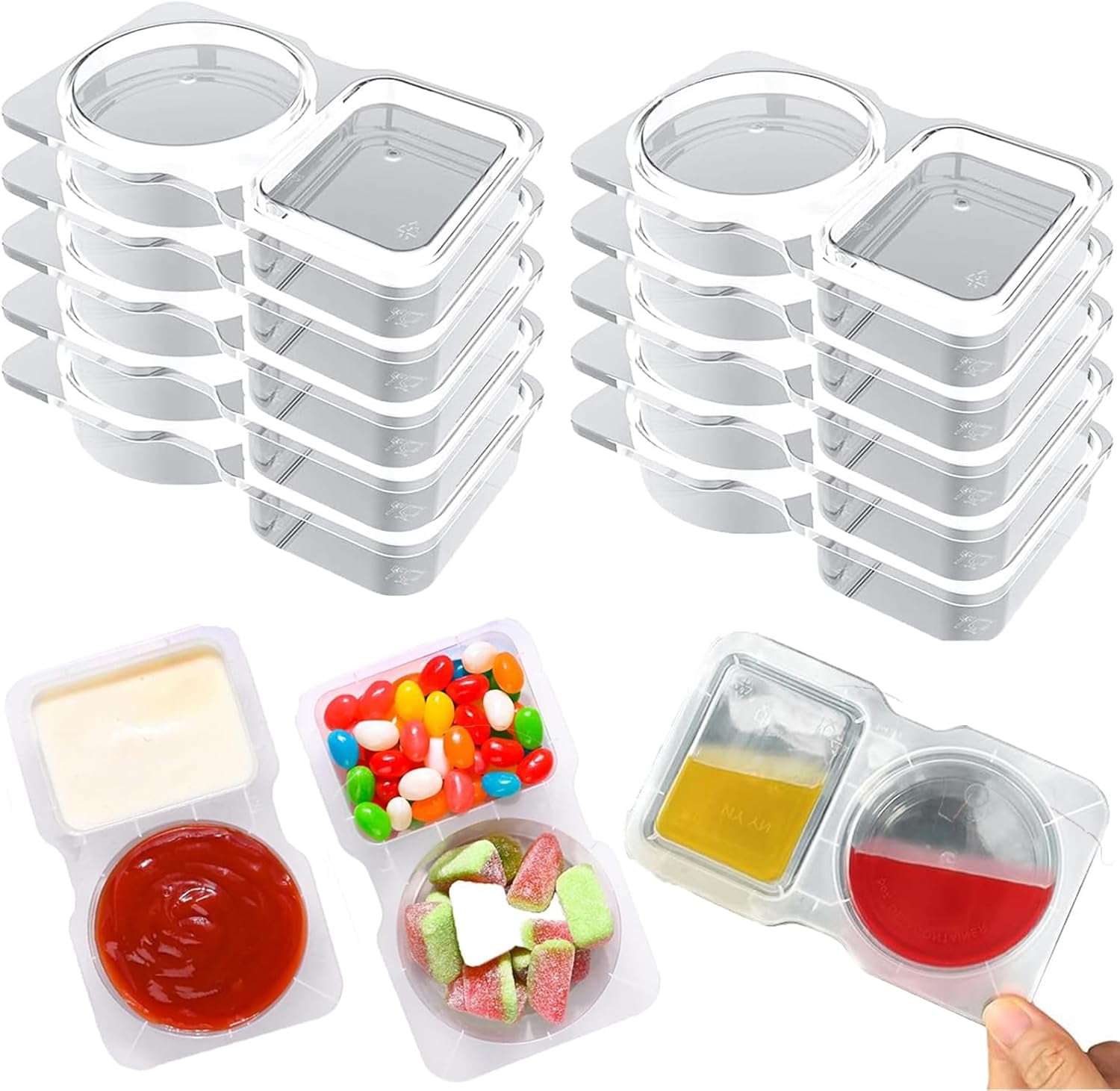 10PCS Double Compartment Condiment Containers with Lids, 2025 New 2 ...