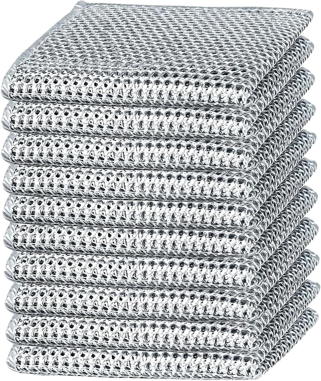 10PCS Double Wet and Dry Wire Dishcloth, Stainless Steel Scrubber ...