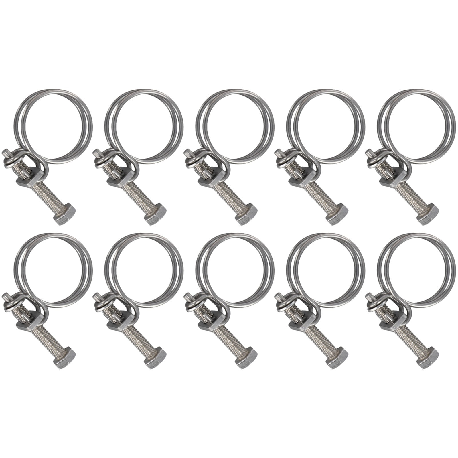 10PCS Double Wire Hose Clips Stainless Steel Pond Pipe Koi Fish Fitting ...
