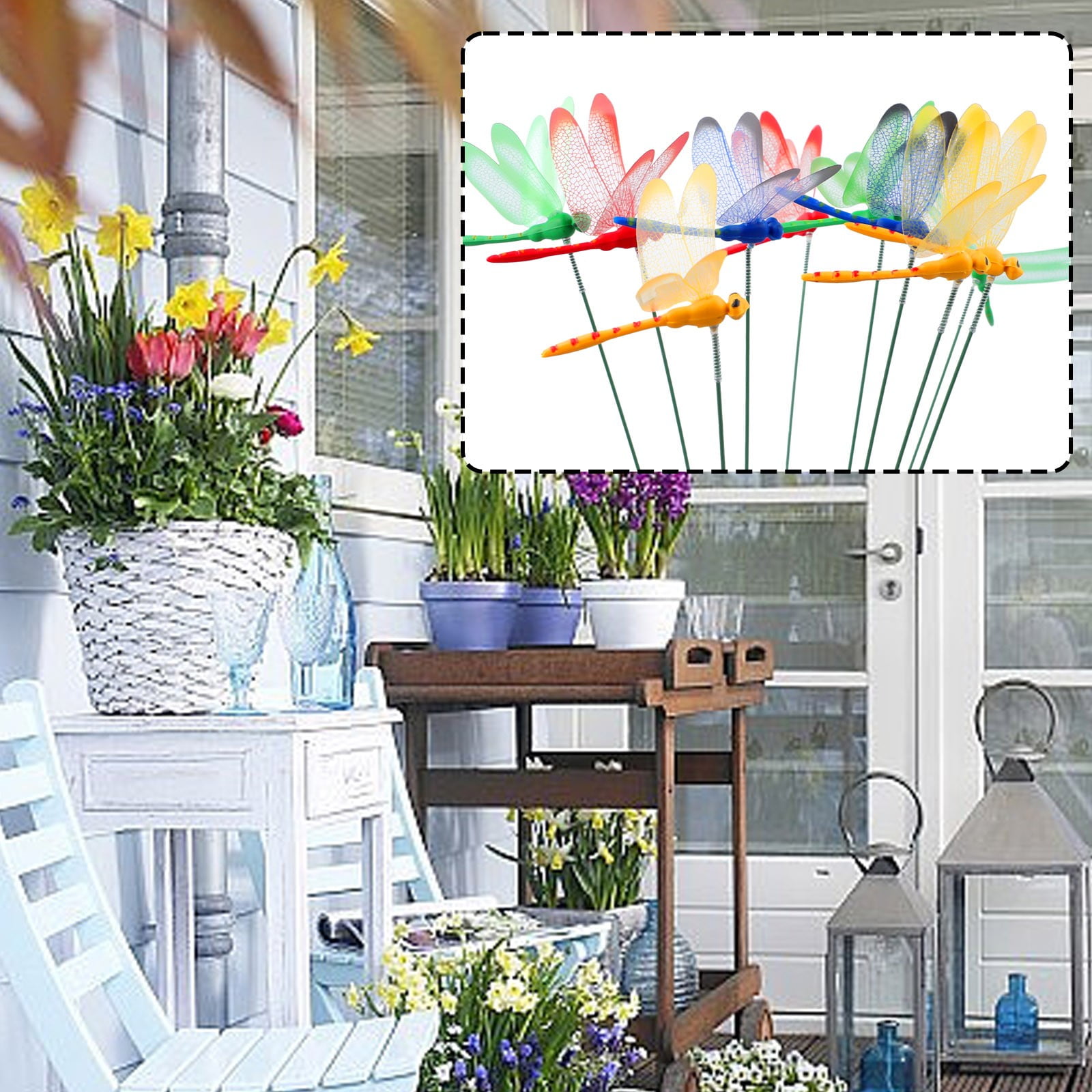 10PCS Dragonfly Stakes Outdoor Garden Decor, Vibrating Wind-Resistant ...