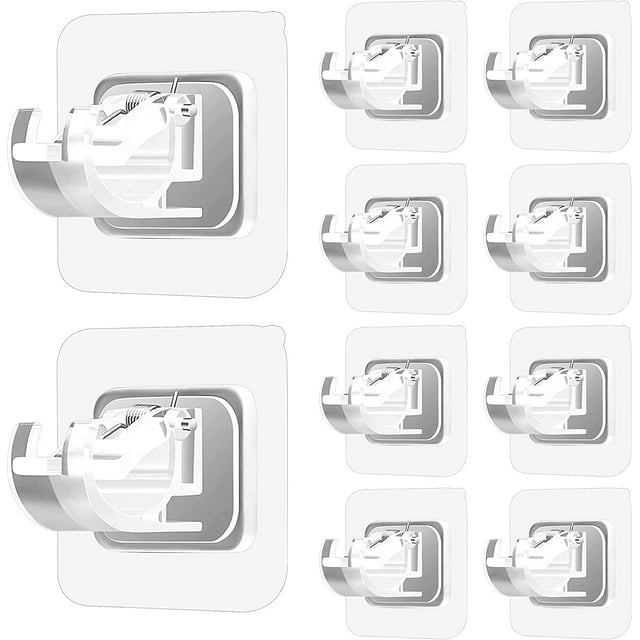 10PCS No Drill Curtain Rod Brackets No Drilling Curtain Rod Holders ...