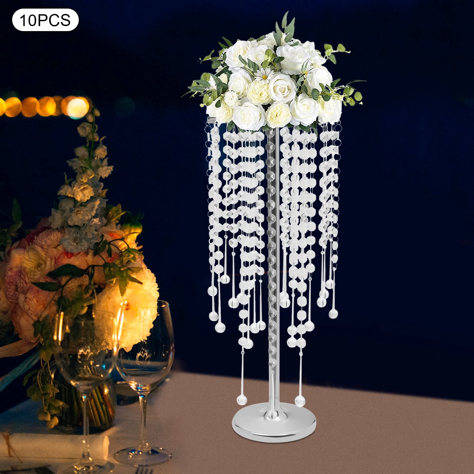 10PCS Electroplated Silver Flower Holders for Anniversary Graduation ...