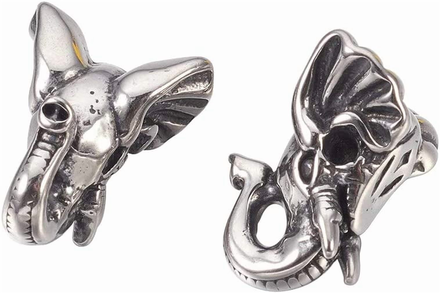 10PCS Elephant Head Shape 304 Stainless Steel Beads Silver European ...
