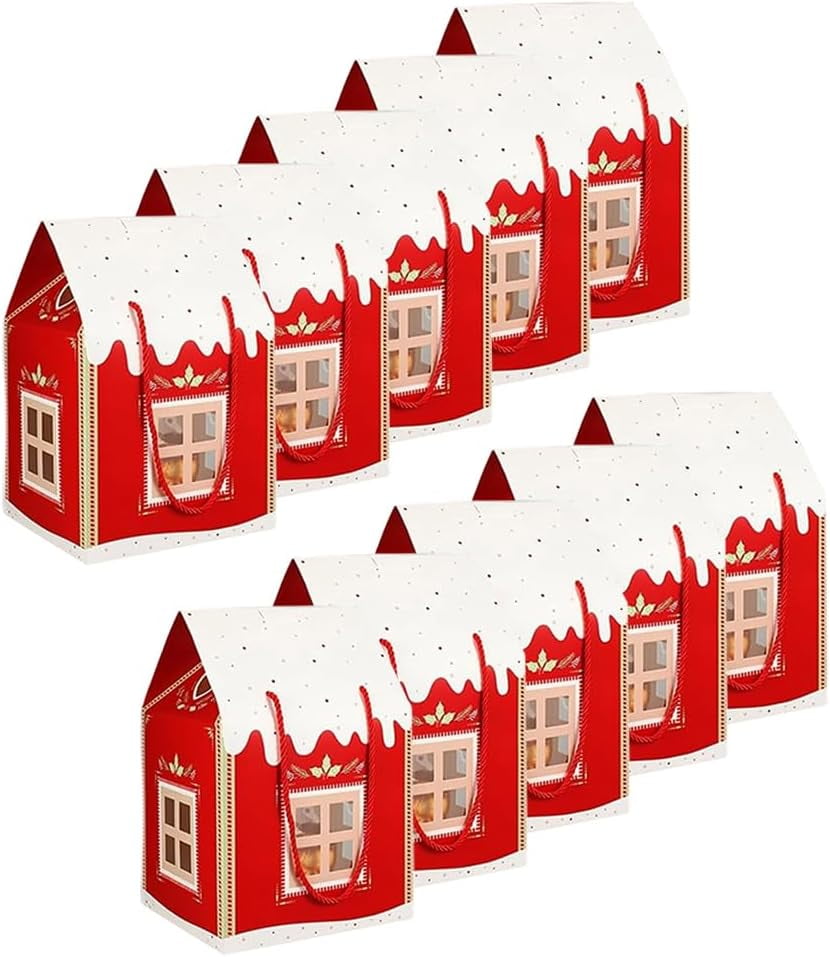 10PCS Enchanted Christmas Cottage Gift Box, 10*7" House Shaped Gift ...