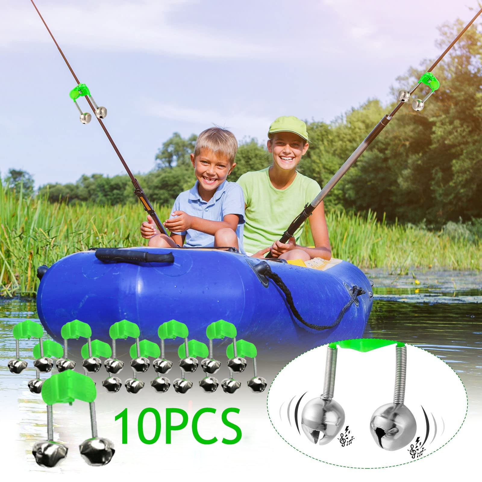 10PCS Extra Loud Fishing Rod Alarm Dual Alert Bells with Clips ...