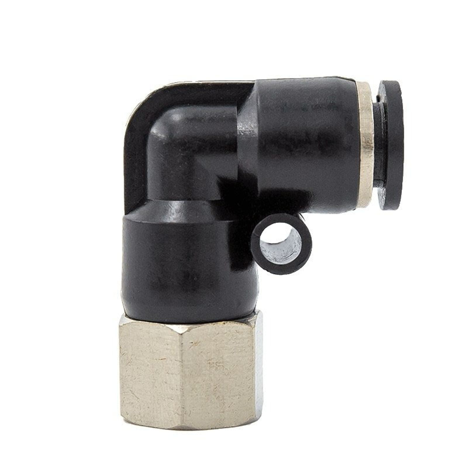10PCS Female Thread M5'' 1/8'' 1/4'' 3/8'' 1/2'' BSP Black Pneumatic Elbow Connector Tube Air ...