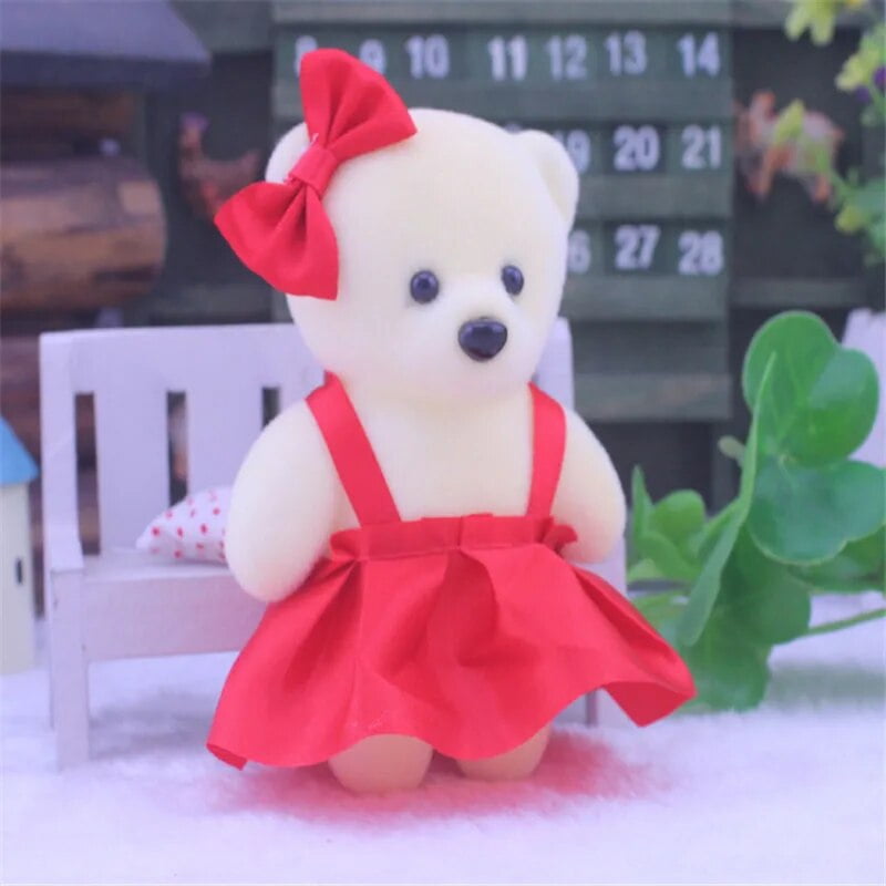 10PCS Flower Gift Box Bear Bow Plush Foam Toy Satin Cartoon Packaging ...