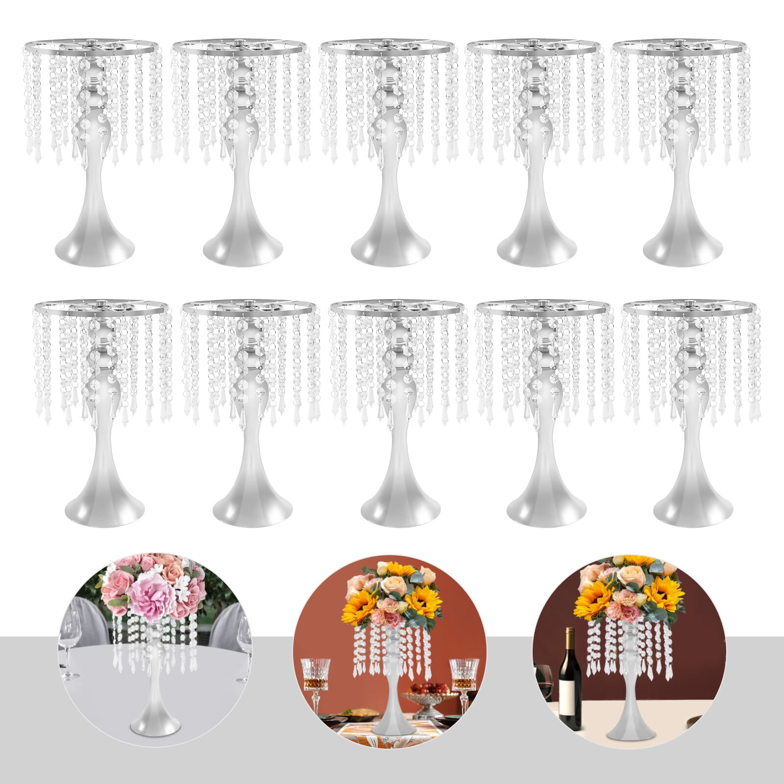 10PCS Flower Stands Crystal Flower Stand 13.8" Height Flower ...
