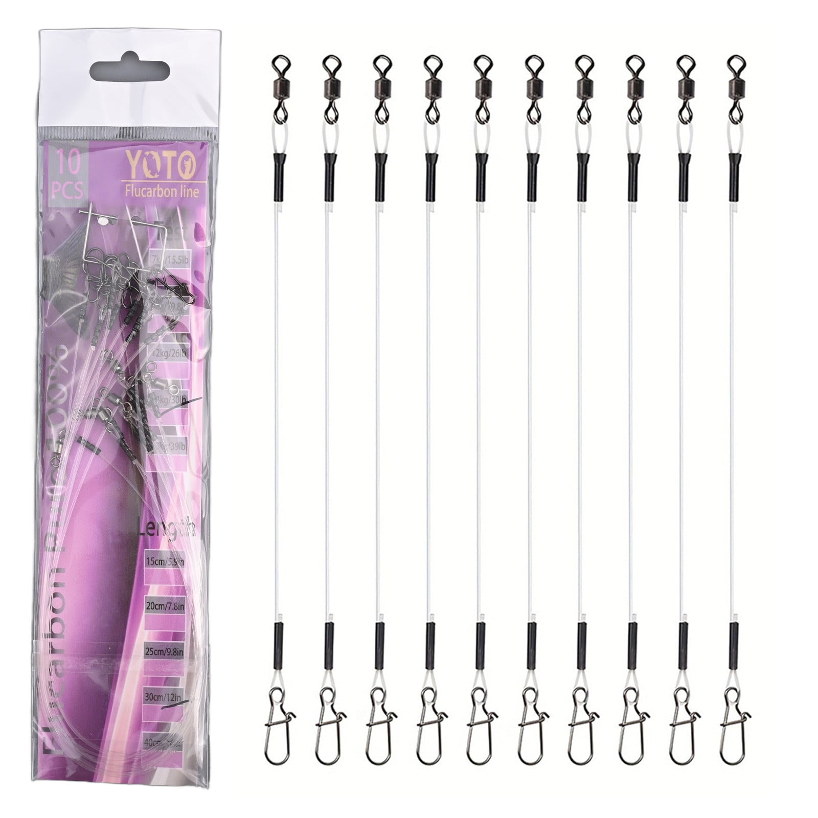 10PCS Fluorocarbon Fishing Leader Line 15/20/25/30/40cm 7-18kg ...