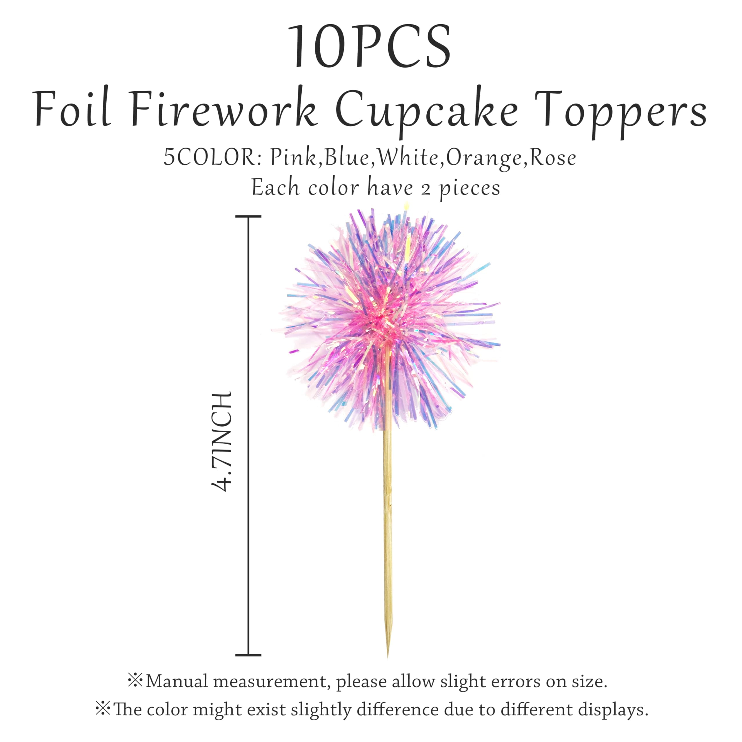 10PCS Foil Firework AJH3 Cupcake Toppers, Takemay Happy Birthday Cake ...