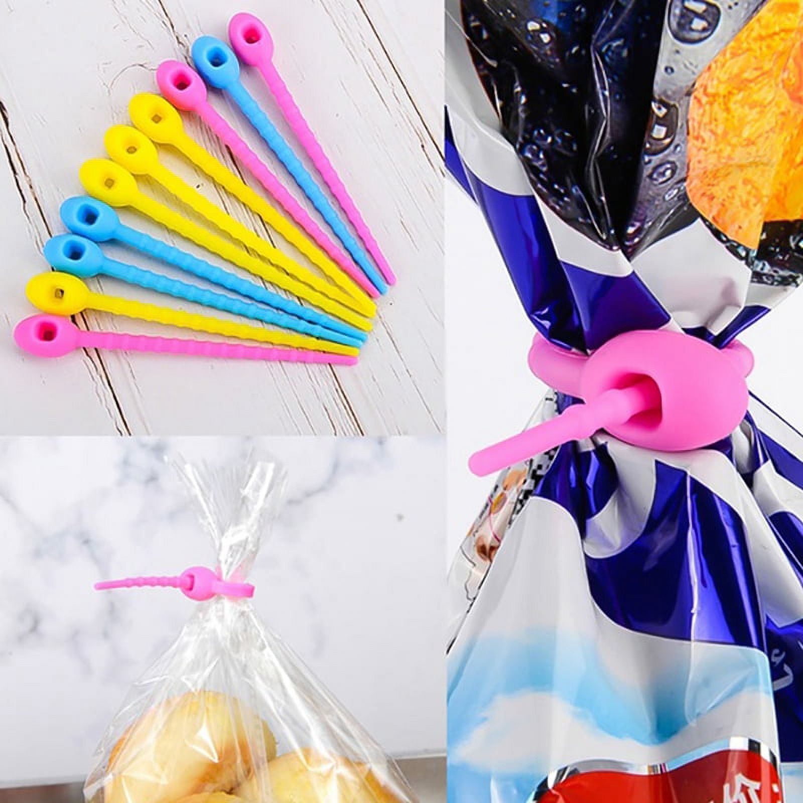 10PCS Food Grade Silicone Bag Ties Zip Tie All- Multi-Use Bag Bread Tie ...