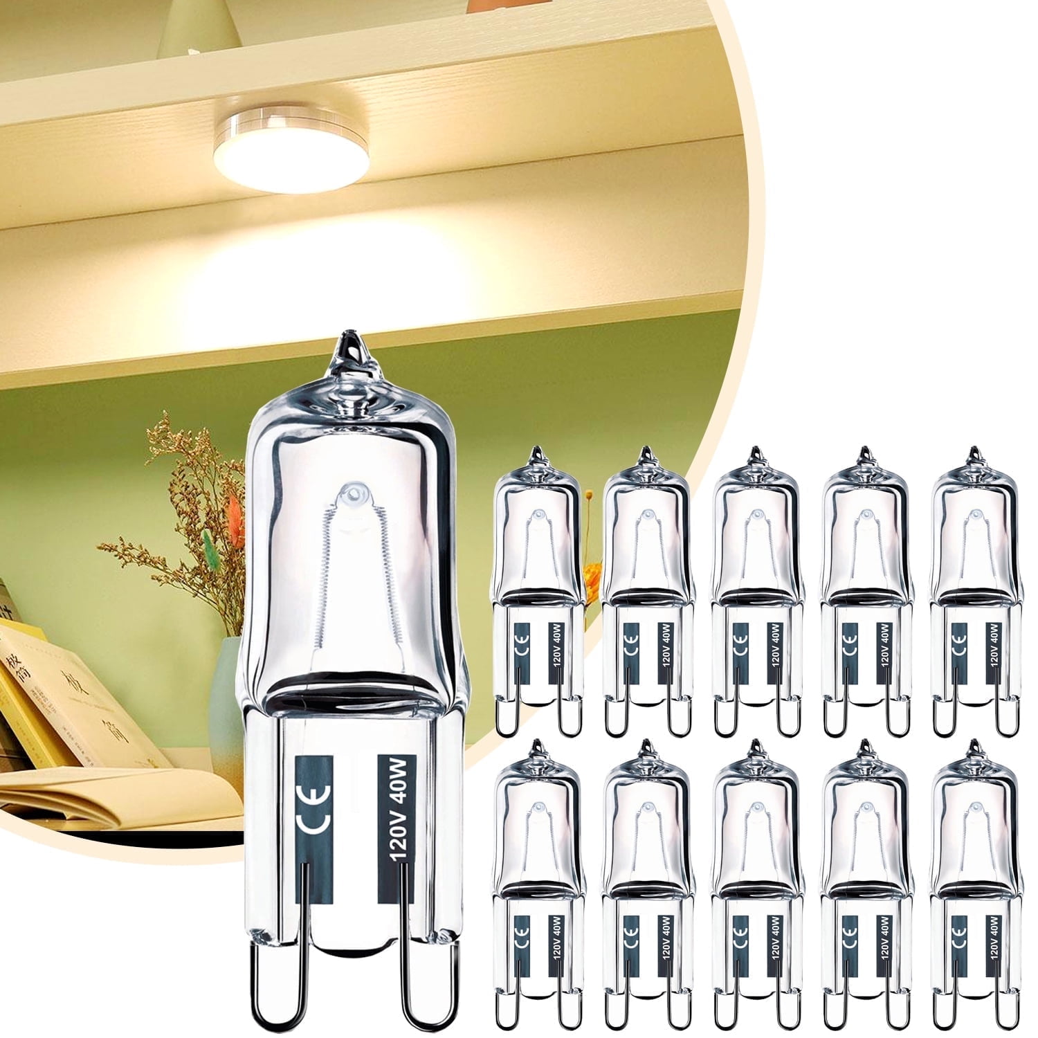 Sinvic G9 Halogen Bulbs, 40W 120V, Dimmable Warm White 2800K, T4 Base ...
