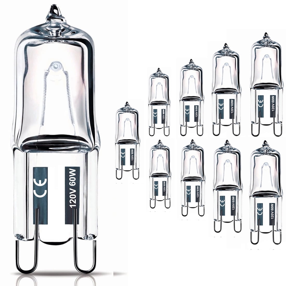 10PCS G9 60W 120V Halogen Bulb Dimmable, Long Lifespan G9 T4 Base with ...