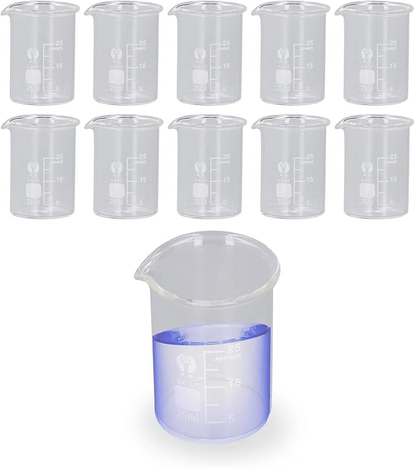 10PCS Glass Beakers Set, 25mL Graduated Measuring Beaker, Thick Walled ...