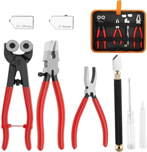 10PCS Glass Cutting Tools Kit,Glass Cutter 2-20mm with Glass Running ...