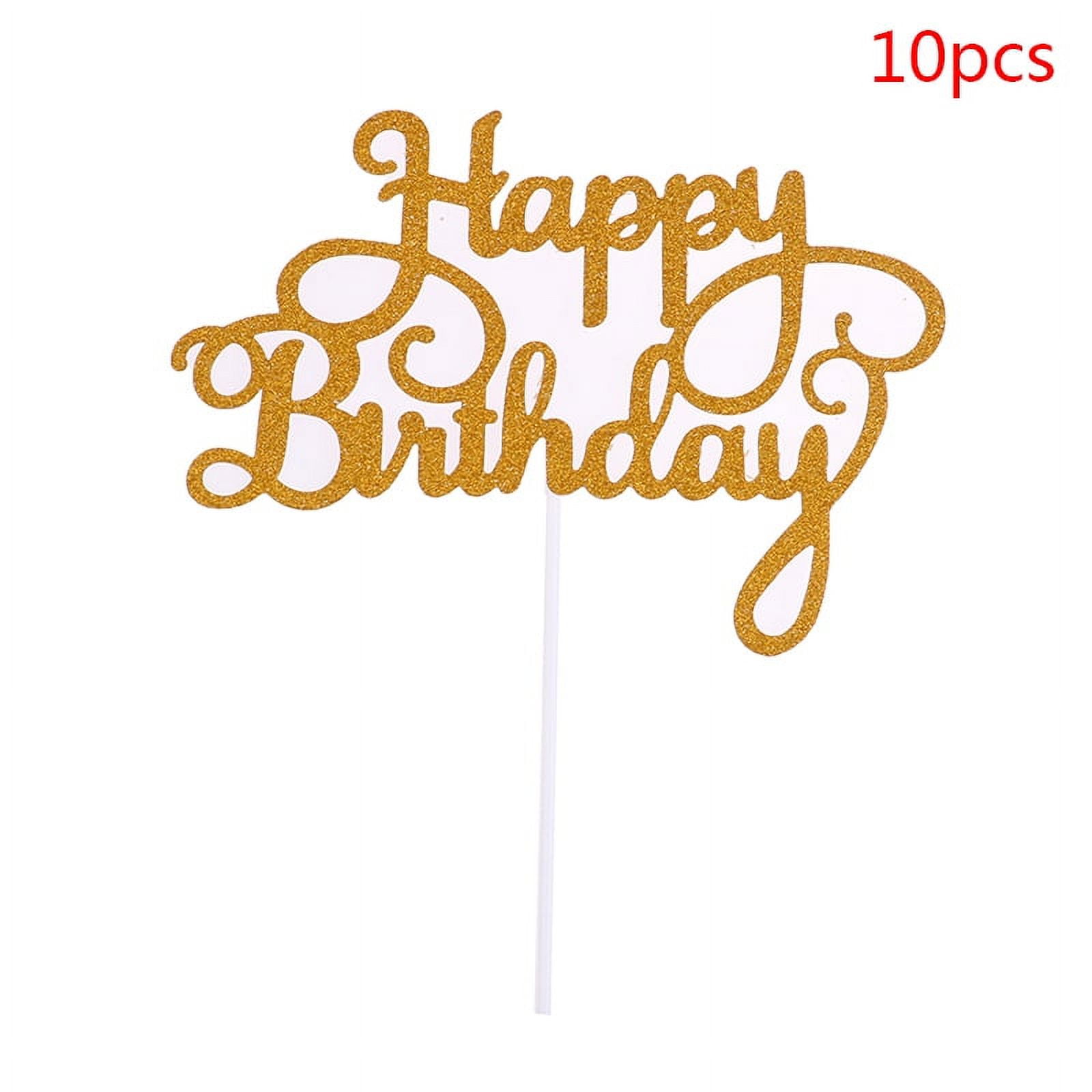 10PCS Glitter Paper Happy Birthday Cake Topper Cupcake Dessert Decor ...