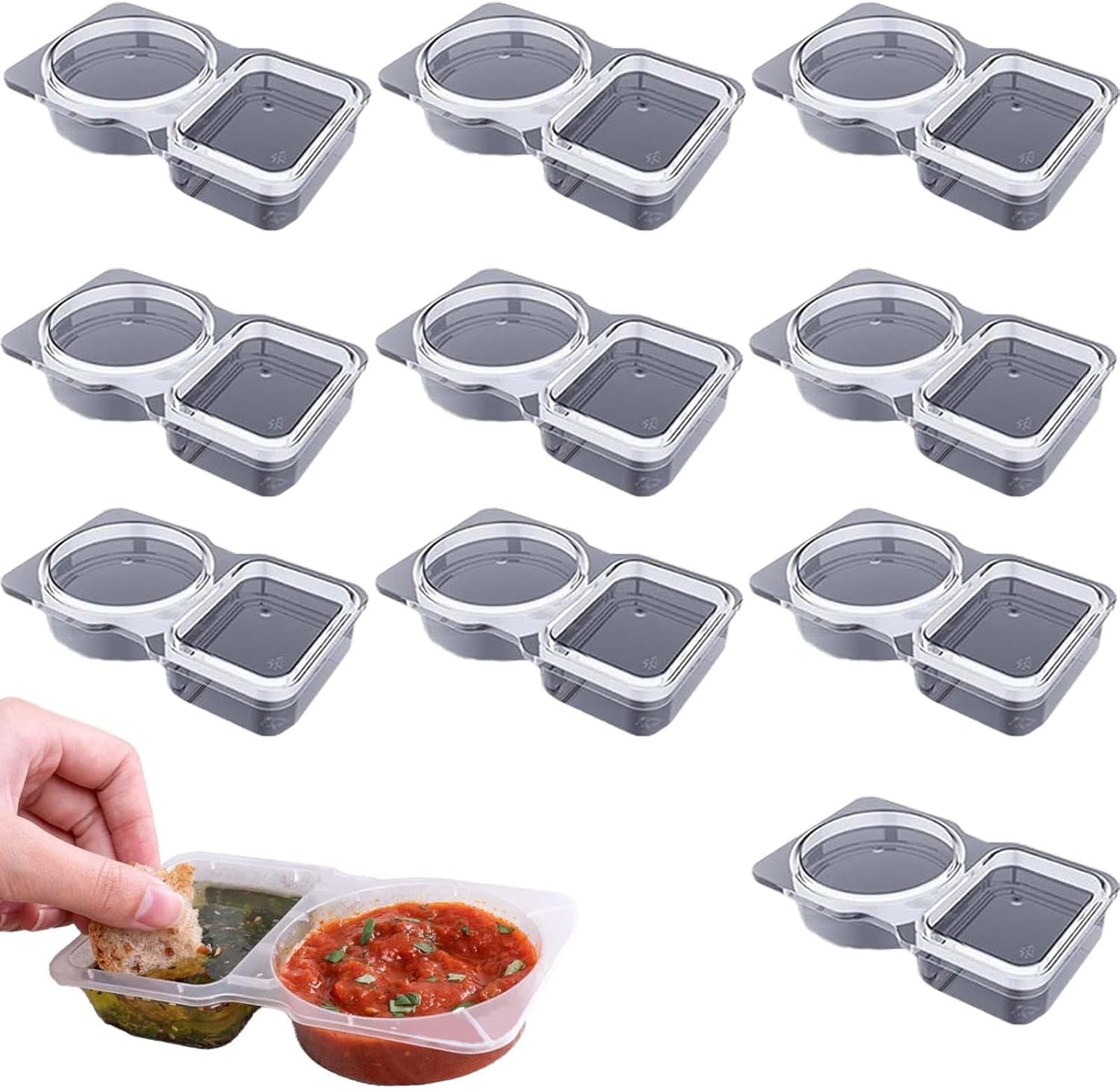 10PCS Grab And Go Snack Containers, Double Compartment Snack Containers ...