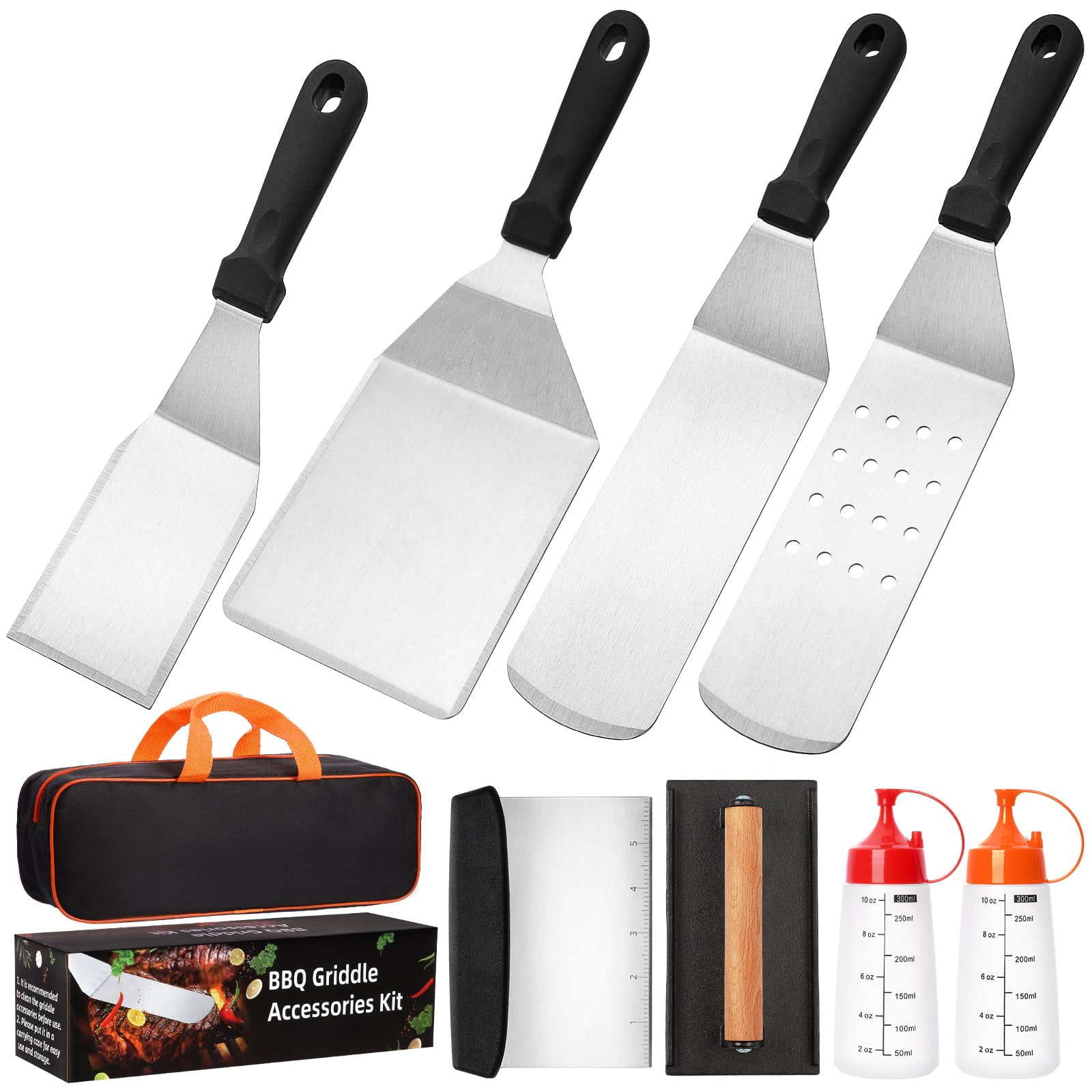 10PCS Griddle Kit, STF9 CEKEE Flat Top Grill Set and Smash Burger Press ...