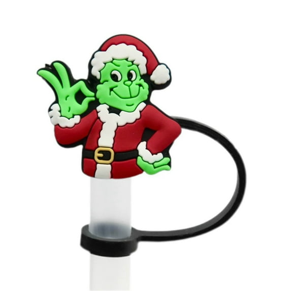 10PCS Grinchygrinch Christmas Straw Toppers for Stanley Cup, Silicone ...