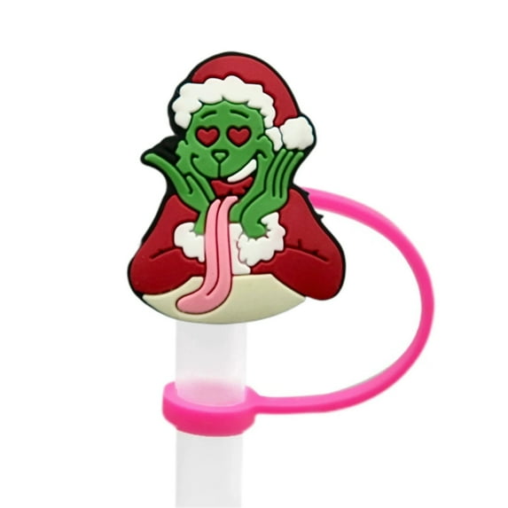 10PCS Grinchygrinch Christmas Straw Toppers for Stanley Cup, Silicone ...