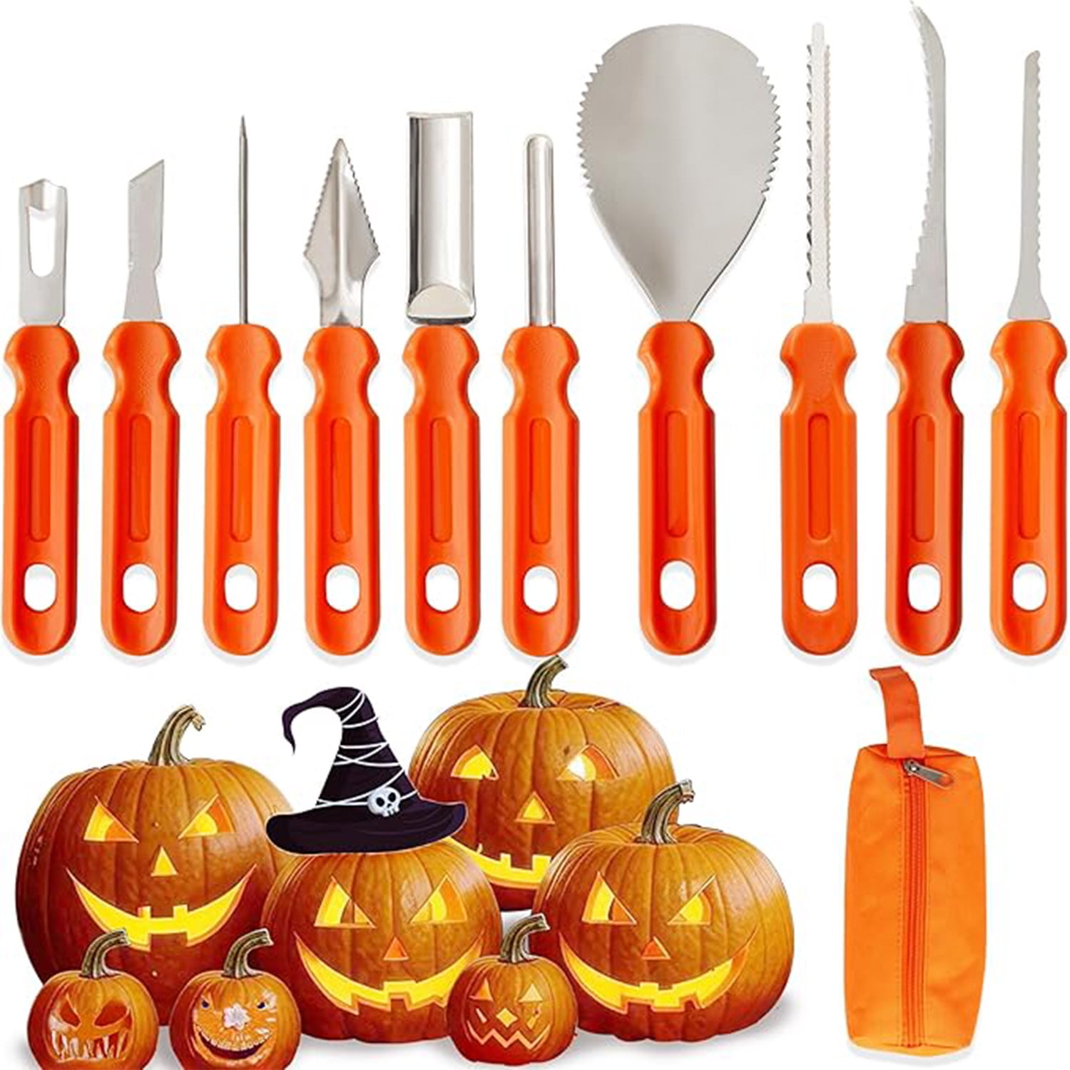 10PCS Halloween Professional Pumpkin Carving Kit - Stainless Steel ...