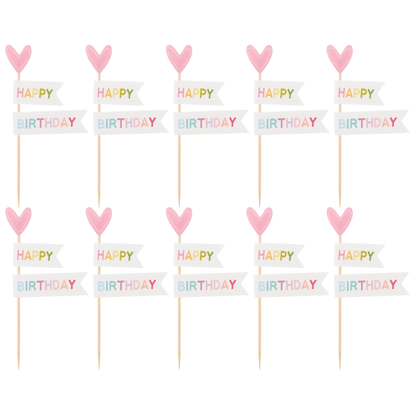 10PCS Happy Birthday Cake Toppers Birthday Party Cake Topper Cupcake ...