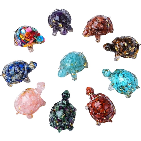 10PCS Healing Crystal Turtle Figurine Set - 1.96" Handmade Resin Turtle ...