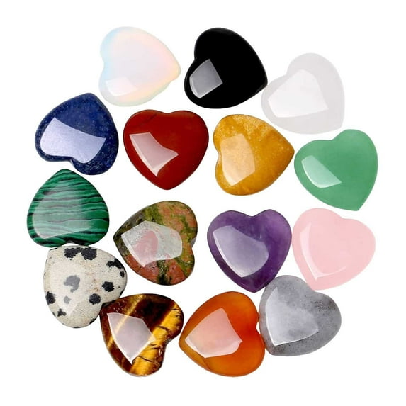 10PCS Heart Crystals Healing Crystal Palm Natural Stones Polished ...