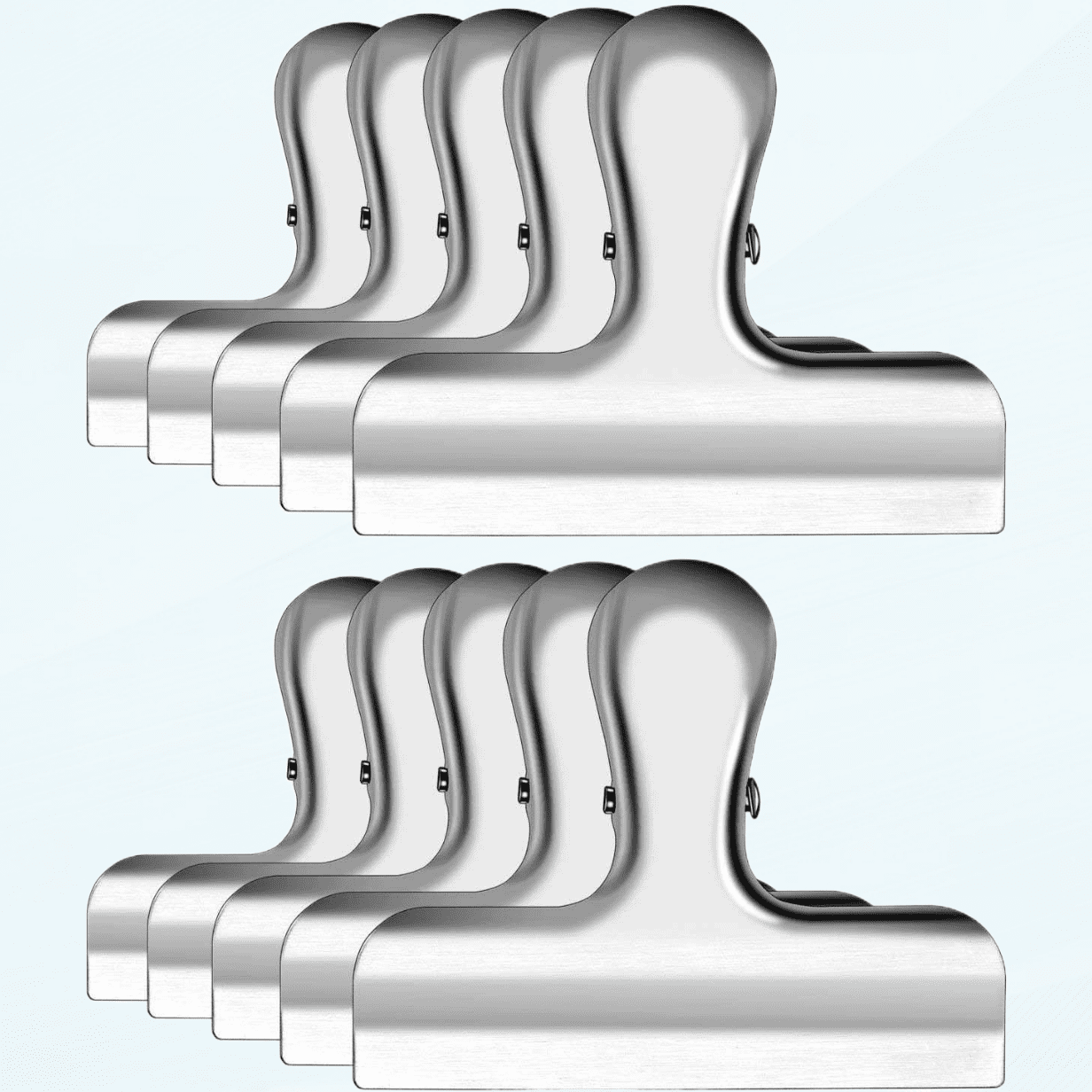 10PCS Heavy Duty Stainless Steel Chip Bag Sealing Clips, 3-Inch Wide ...