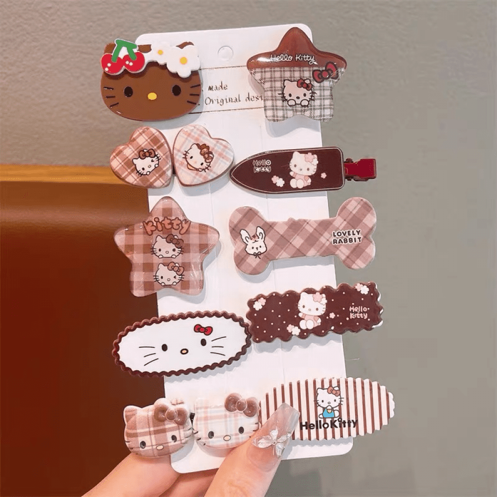 10PCS Hello Kitty Cute Cartoon Hair Clips for Girls, Children’s Hairpin ...