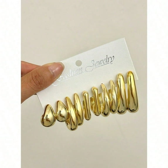 10PCS Irregular Earring Set - C-Shape & Teardrop Lightweight Earrings ...