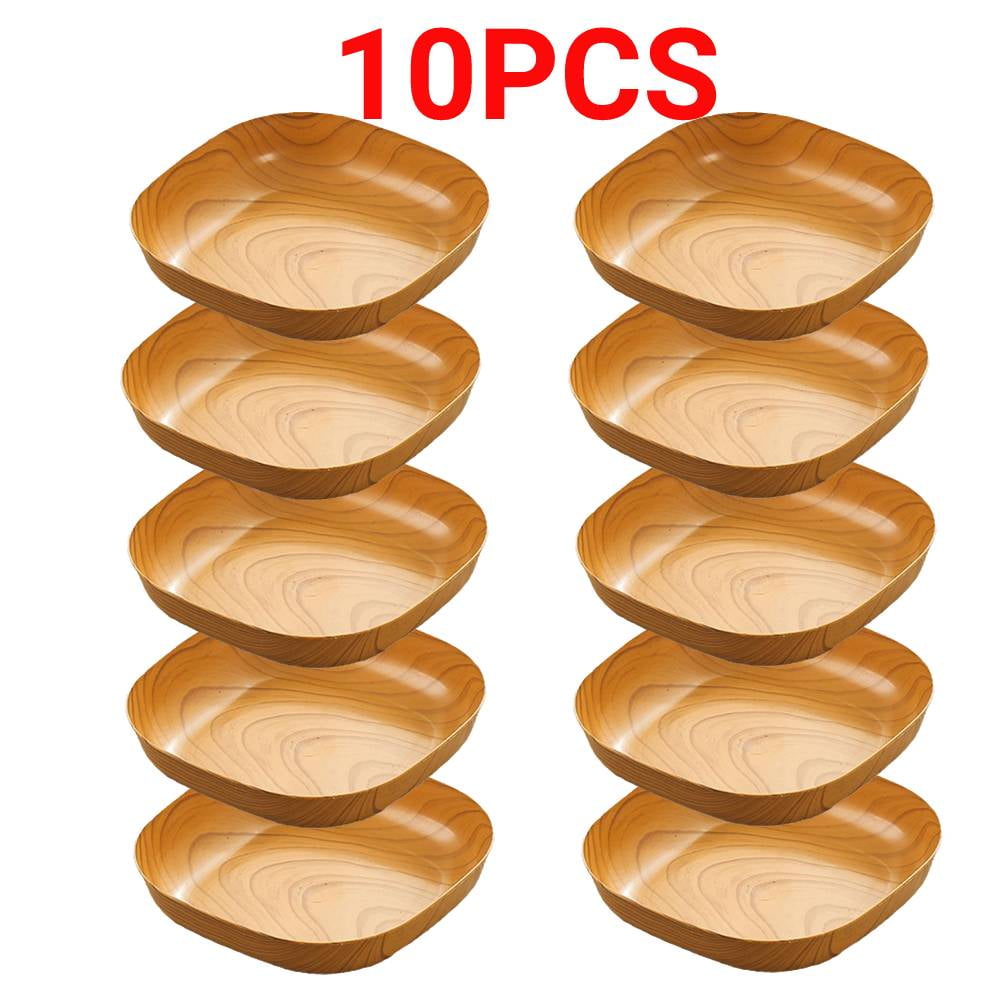 10PCS Japanese-style Plastic Dish Multifunctional Simple Imitation Wood ...