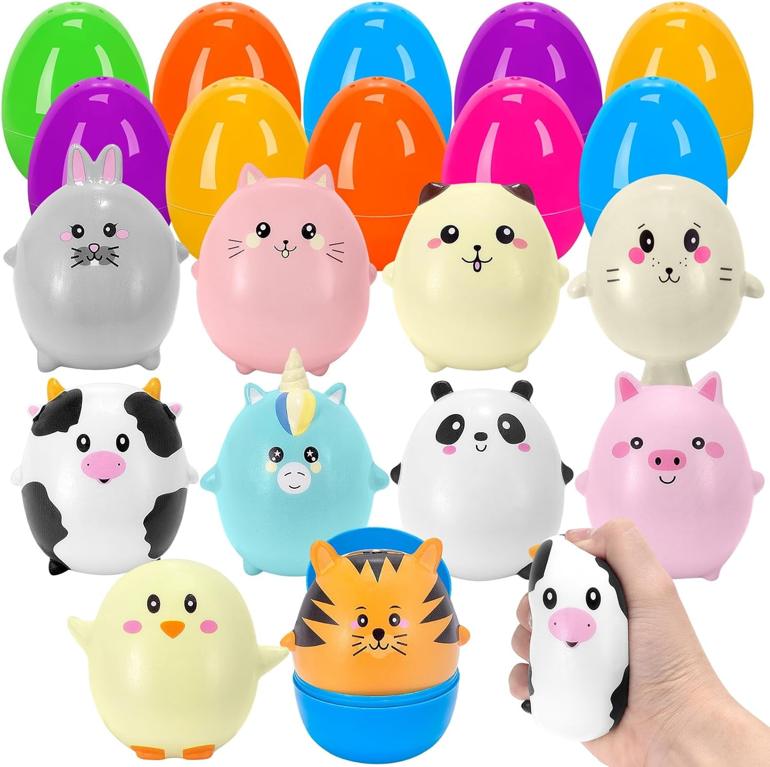 10PCS Jumbo Easter Eggs Filled with Squishy Animal Toys Cute Slow ...