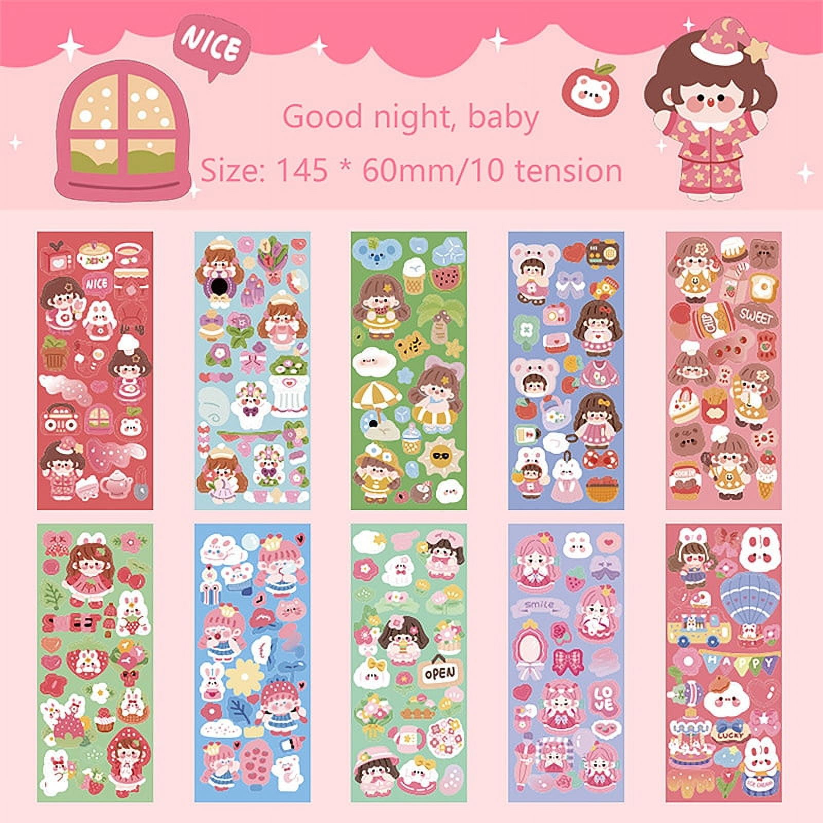 10PCS Kawaii Korean Deco Sticker Pack Cute Colorful Cartoon Designs ...
