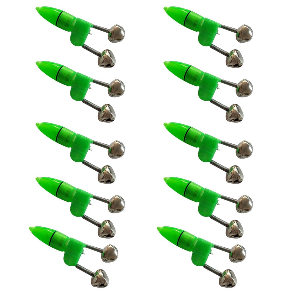 10PCS LED Night Fishing Rod Bait Alarm Light with Twin Bells | Clip-On ...