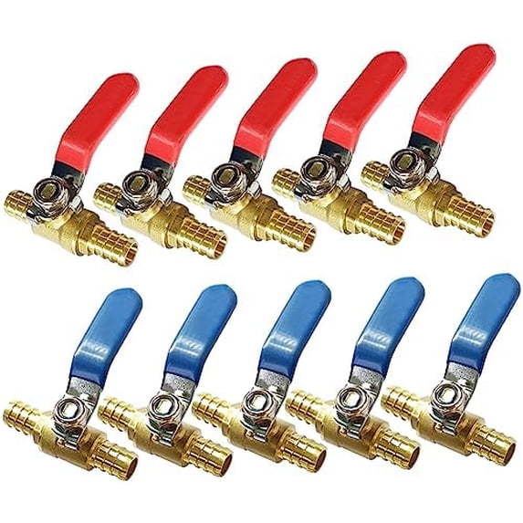 10PCS LF Brass 1/2 Inch PEX Barb Full Port Shut Off Ball Valve Pipe ...