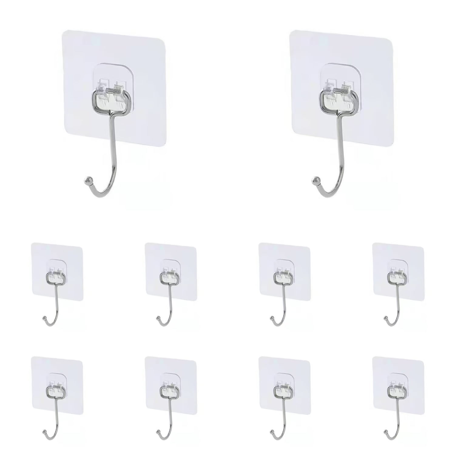 10PCS Large Adhesive Wall Hooks Heavy Duty - Hanging Up to 5Kg, Sticky ...
