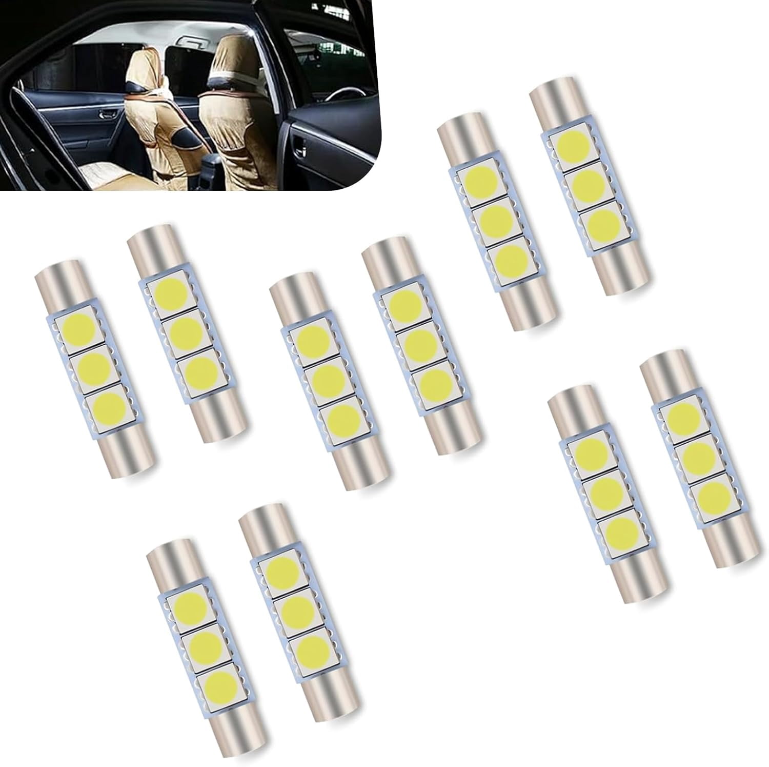 10PCS Led Sun Visor Vanity Mirror Lights, T6 DC 12V 3SMD 5050 Chips ...