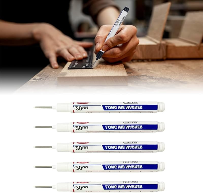 10PCS Long Head Deep Hole Marker, 2025 New Permanent Markers Carpenter ...