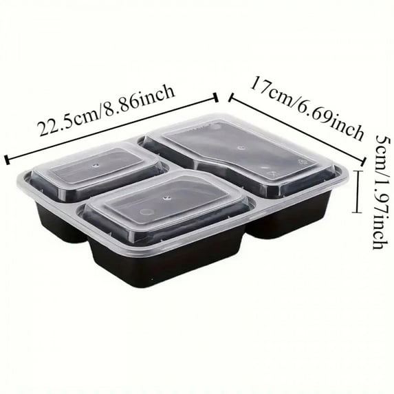 10PCS Lunch Boxes Compartments with Lids Disposable Bento Boxes Kitchen ...