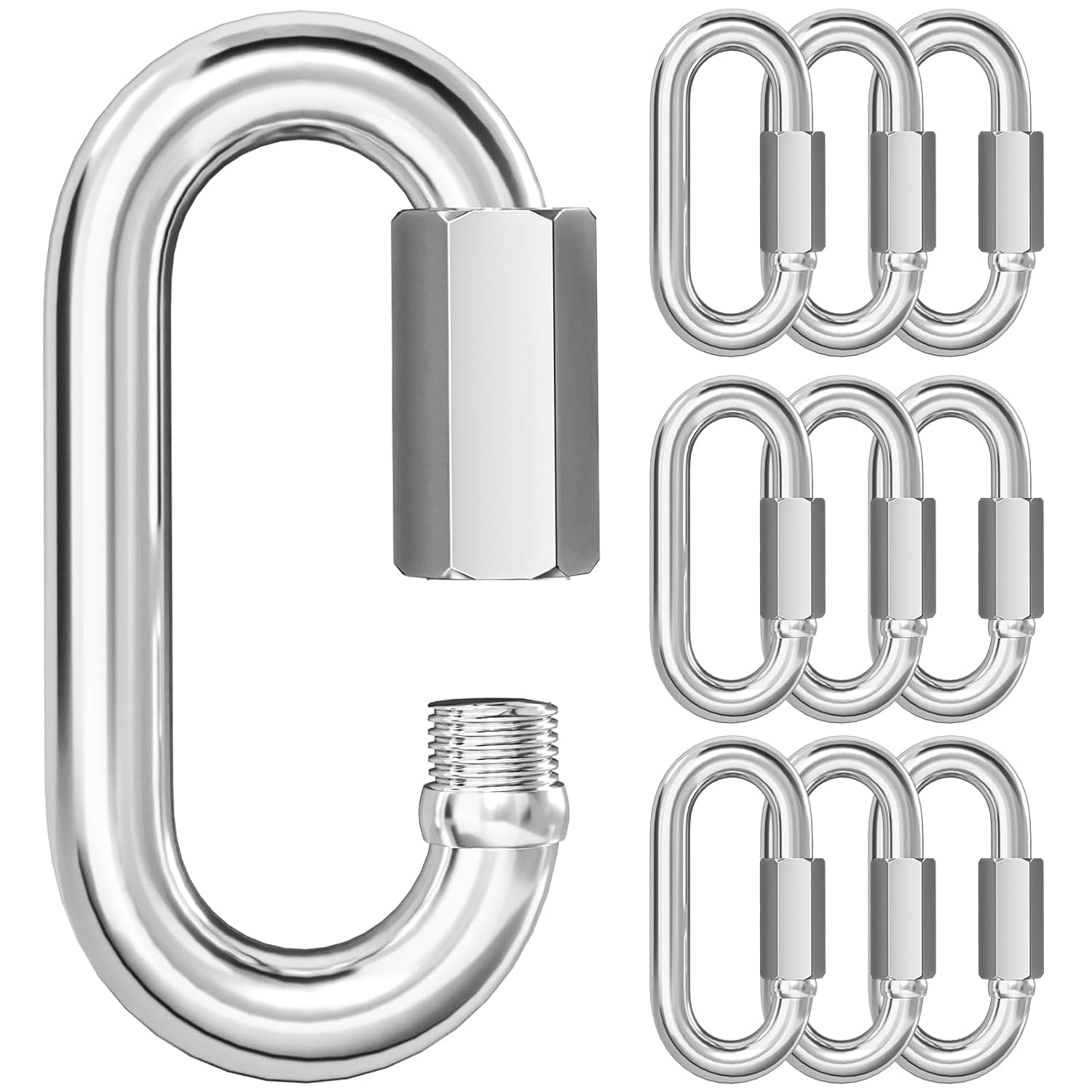 10PCS M8 5/16 Quick Link Chain Connector, 304 Stainless Steel Carabiner ...