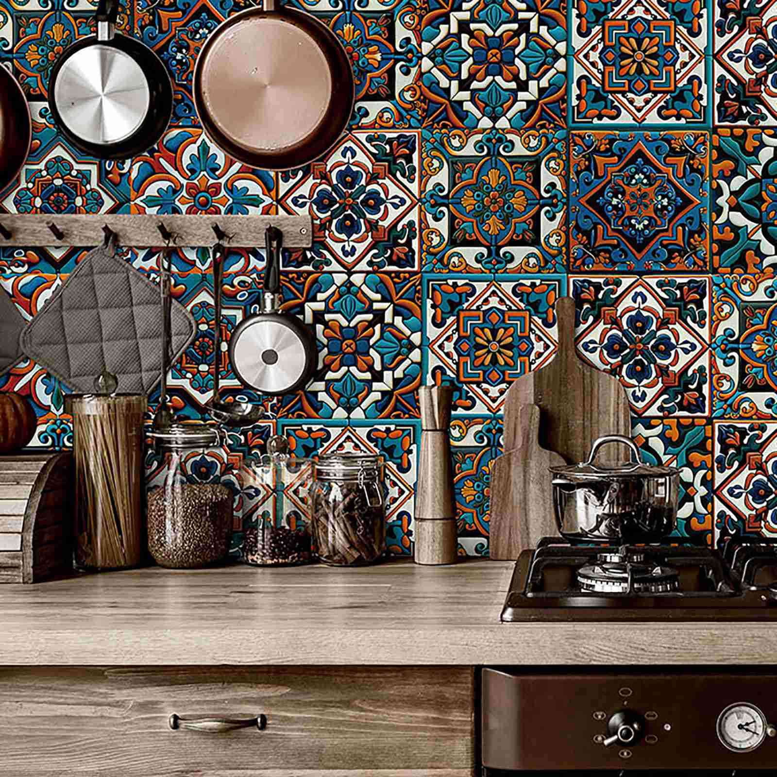 10PCS Mandala Tile Stickers 6"x6" Peel and Stick,Removable Moroccan ...