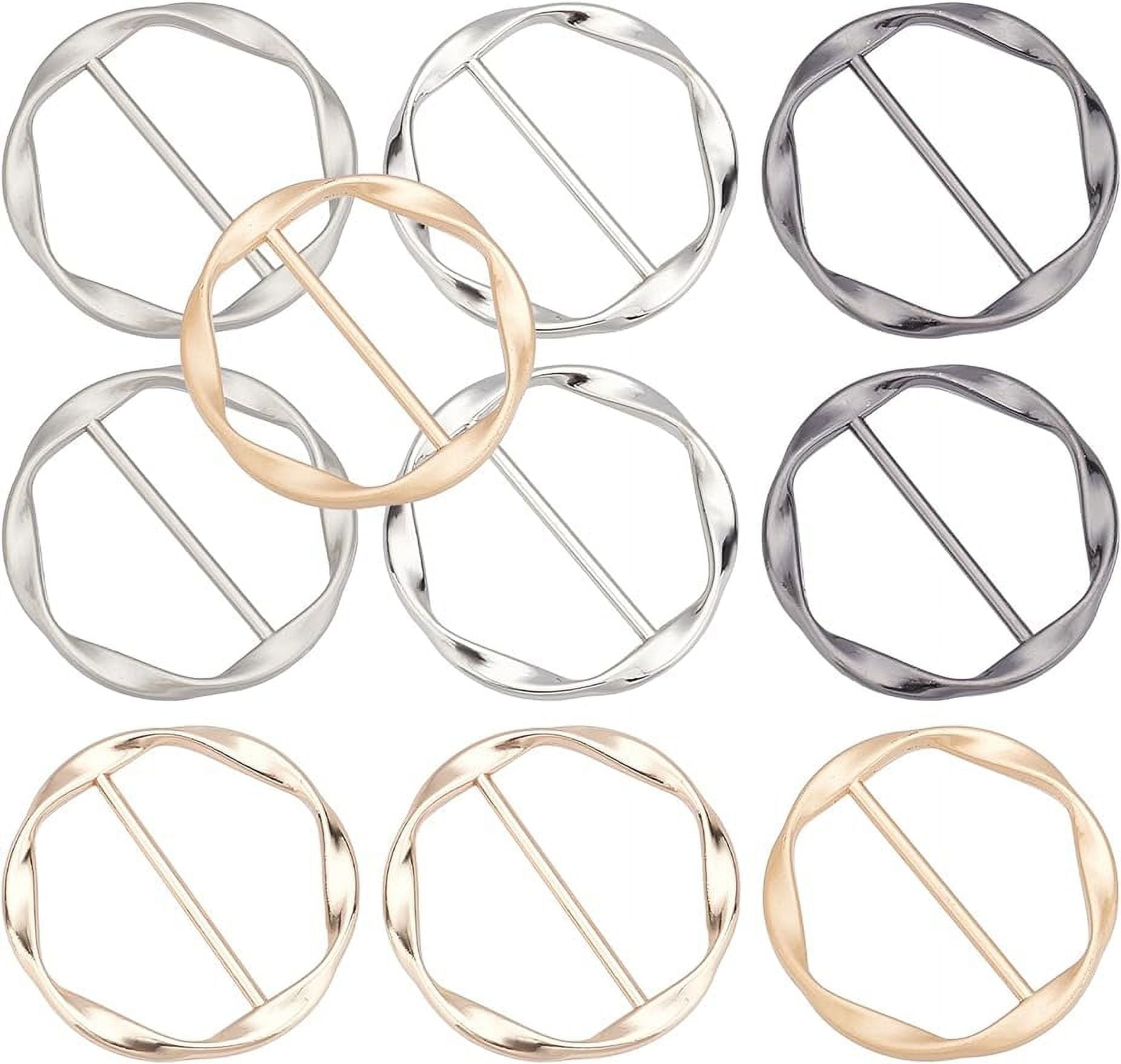 10PCS Metal T-shirt Tie Clips Waist Buckle Clip Silk Scarf Buckles Ring ...