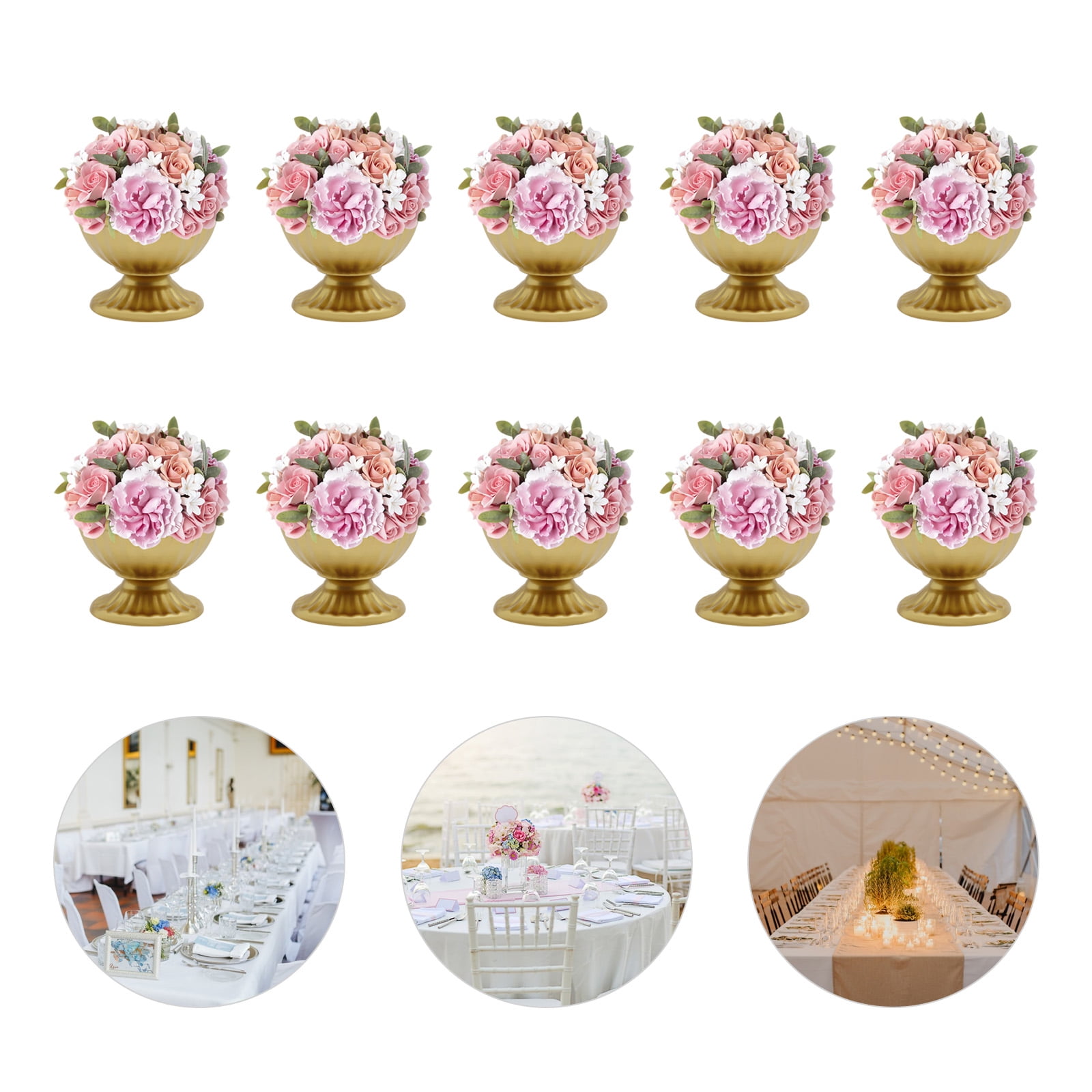 10PCS Mini Centerpiece Table Decorations Gold Flower Arrangement Pots ...