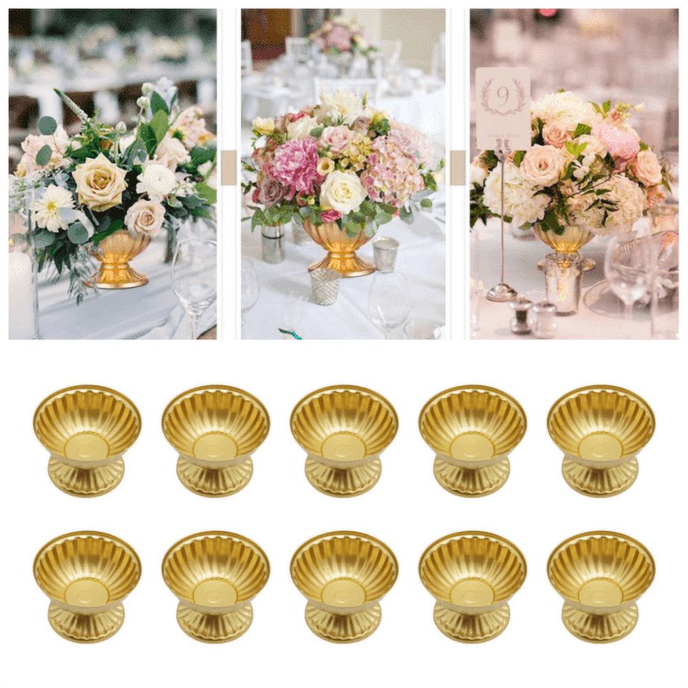 10PCS Mini Centerpiece Table Decorations Gold Flower Arrangement Pots ...